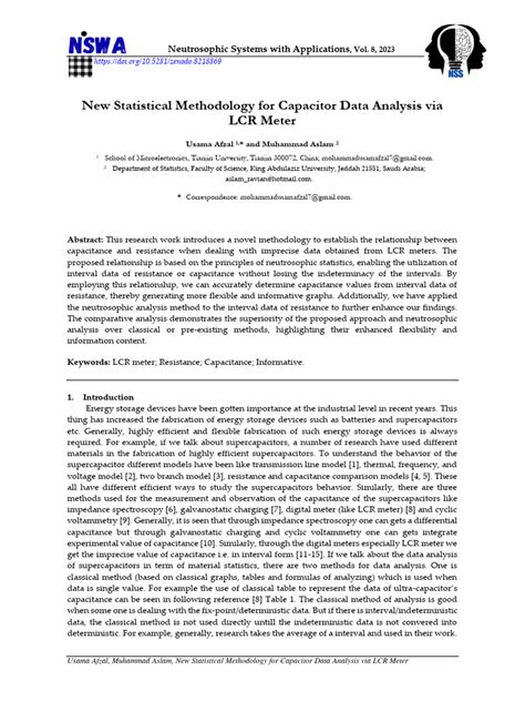 New Statistical Methodology For Capacitor Data Analysis Via Lcr Meter Pdf Statistics