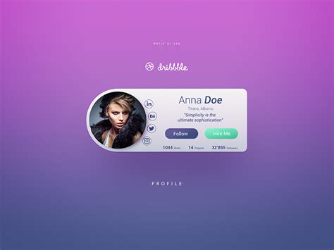 Daily Ui Profile Card By Joan Sterjo On Dribbble