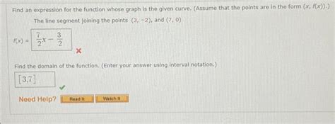 Solved Find An Expression For The Function Whose Graph Is