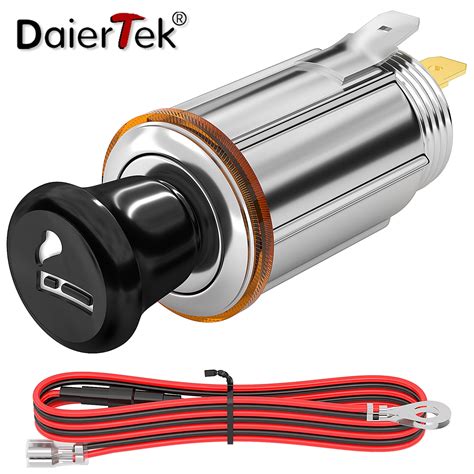 Daiertek 12v Cigarette Lighter Socket With Eject Button Cigarette Lighter Plug Car Cigarette