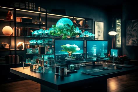 Premium Photo Man Using Computer With Data Cloud Storage System At
