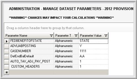 Dataset Parameters