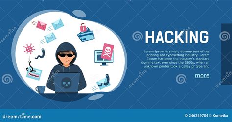 Banner Hacking Cyber Attack Hacker At The Computer Stealing Personal
