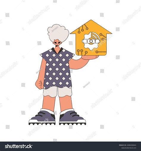 He Clutches Iot Symbol His Grasp Stock Vector Royalty Free 2280200041