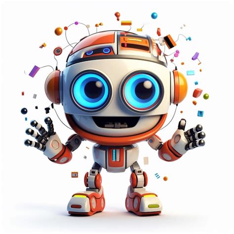 Premium Ai Image Cartoon Robot With Headphones And Music Notes Around