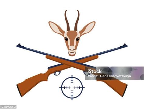 사냥 상징 로고 배지 라벨 기호 사냥 아이콘 사냥 클럽 템플릿입니다 교차된 사냥용 소총 벡터 금속에 대한 스톡 벡터 아트 및 기타 이미지 Istock