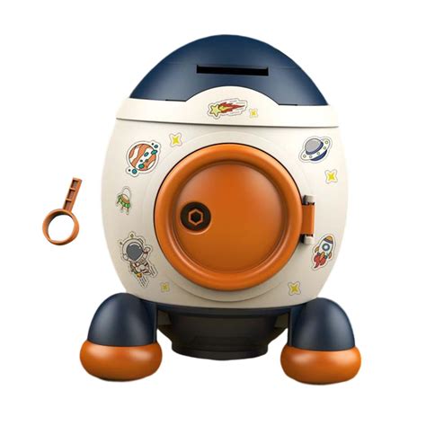 ⚡️buy Maxbell Cartoon Rocket Statue Money Bank Tabletop Sculpture Display For Bedroom Blue