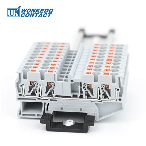 10pcs pt 4 qu double input output 4mm² terminal block push in