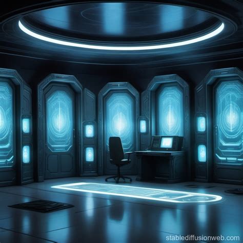 High Tech Room With Glowing Doors Stable Diffusion Online