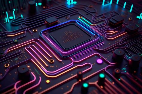 Premium Ai Image Circuit Cyberspace Background In Neon Colors