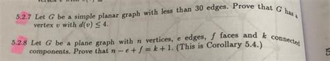 solved 5 2 7 let g be a simple planar graph with less than