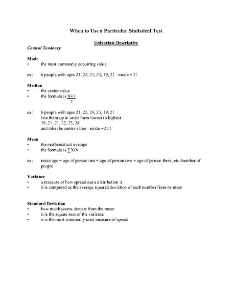 Statisticalanalysisflowchart When To Use A Particular Statistical Test Univariate