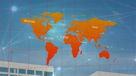 Animation Of Data Processing And World Map Over Cityscape Stock Video Video Of Cityscape