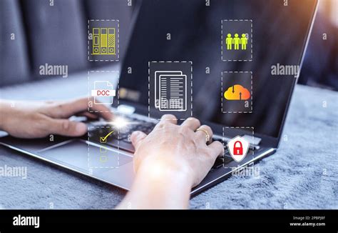 Concept Document Management System Folder And Document Icon Software Searching And Managing