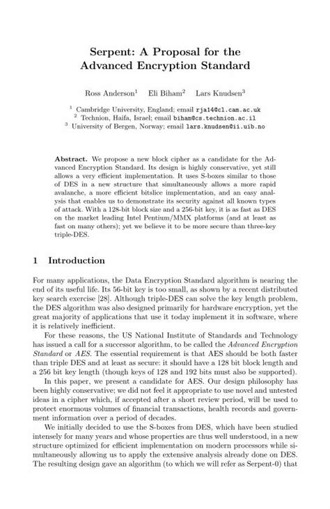 pdf serpent a proposal for the advanced encryption standardrja14