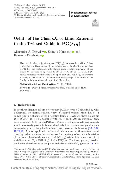 orbits of the class { mathcal {o}} 6 of lines external to the