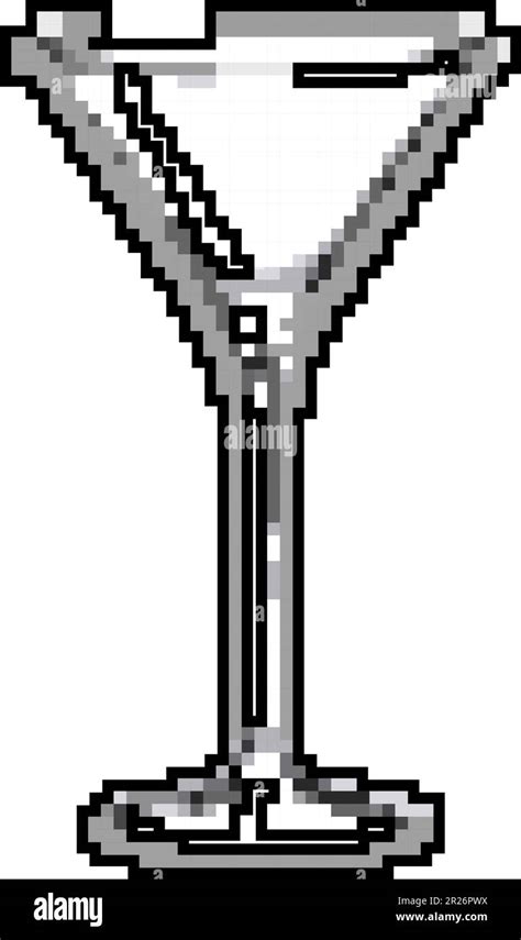 Restaurant Cocktail Glasses Game Pixel Art Vector Illustration Stock