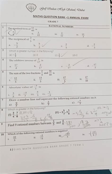 Draw A Number Line And Represent The Following Rational Numbers On It