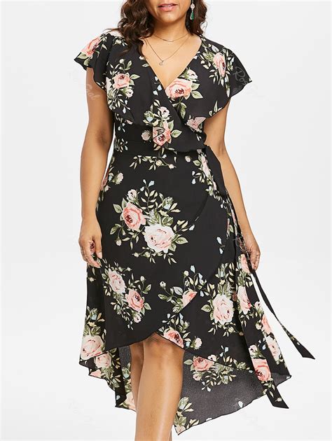 31 Off Plus Size Floral Shawl Collar Wrap Dress Rosegal
