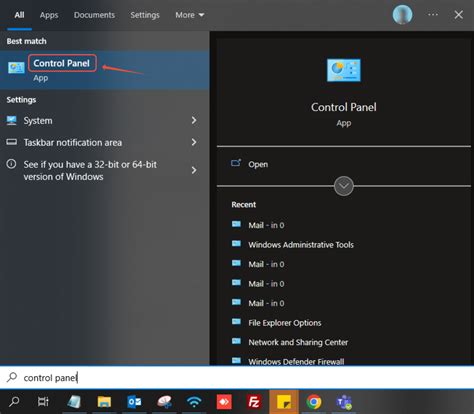 Outlook 2019 Control Panel Email Setup