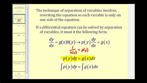 Differential Equation Solve By Separation Of Variables