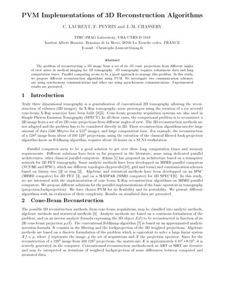 Pdf Pvm Implementations Of 3d Reconstruction Algorithms