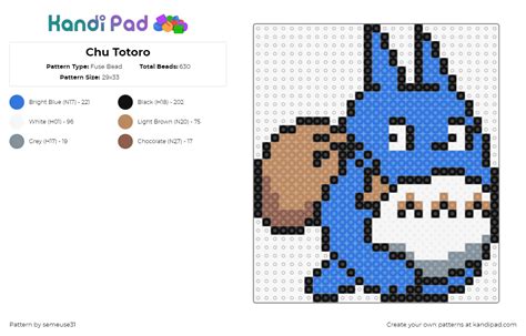 Chu Totoro Fuse Bead Pattern Kandi Pad Kandi Patterns Fuse Bead Patterns Pony Bead Patterns