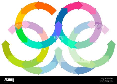Set Of Colored Circle Arrows Rotating On White Background Infographic Vector Illustration