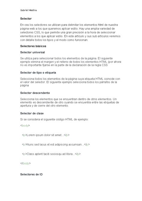 tarea css y javascript dffd selector en css los selectores se