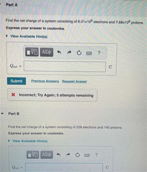 solved find the net charge of a system consisting of