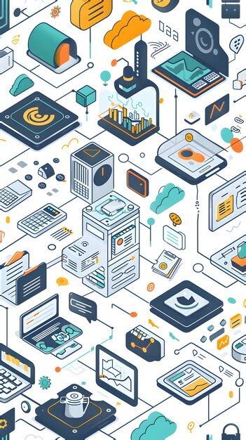 3d flat icon overhead view of company with digital transformation tech overlay business integra