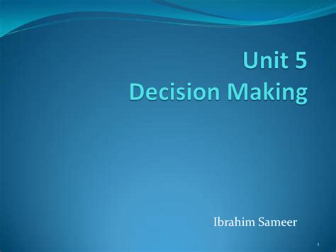 unit 5 decision making