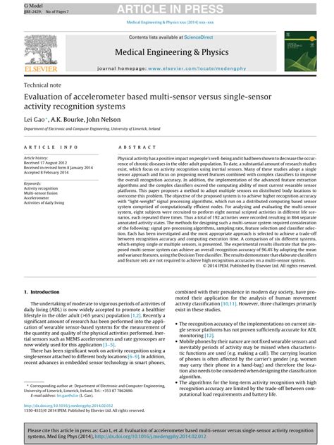 Pdf Evaluation Of Accelerometer Based Multi Sensor Versus Single