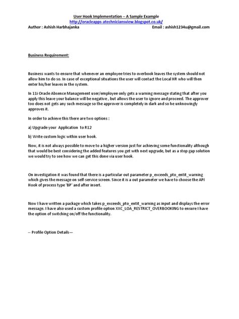 user hook implemantation sample example pdf parameter computer programming application