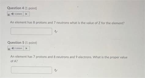 Solved An Element Has 8 Protons And 7 Neutrons What Is The Chegg Com