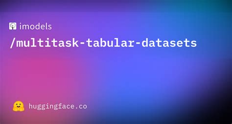 Imodelsmultitask Tabular Datasets At Main