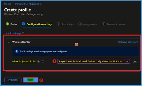 how to configure allow projection to pc policy in wireless display