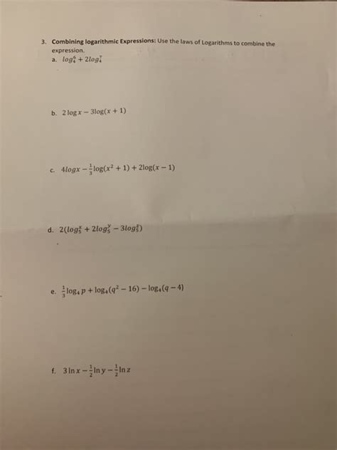 solved combining logarithmic expressions use the laws of