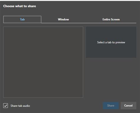dialog for screen capture api shouldn t show tab · issue 3419