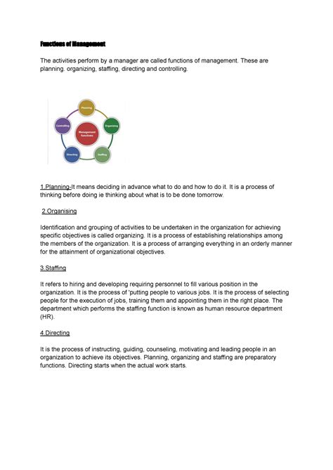 4 Functions Of Management Functions Of Management The Activities Perform By A Manager Are