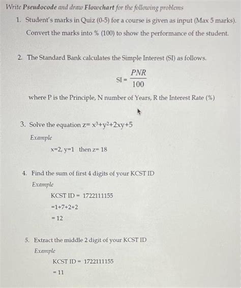 Solved Write Pseudocode And Draw Flowchart For The Following Chegg