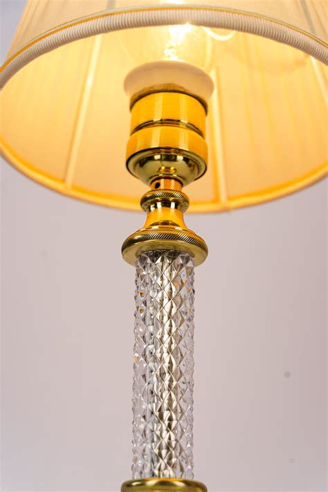 Art Deco Fine Cut Glass Table Lamp With Fabric Shade Vienna Around 1920s For Sale At 1stdibs
