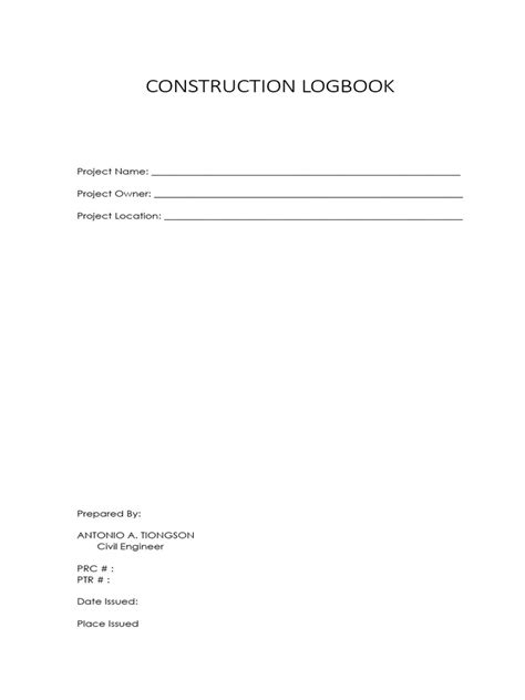 Construction Logbook Antonio Pdf