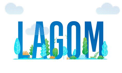 Lagom 스웨덴어 생활 균형과 Hygge 라이프 스타일 개념 벡터 현대 심플한 디자인 스칸디나비아 자연 에코 환경 과 라곰 컴포트 트렌드 스타일 가정 생활에 대한 스톡