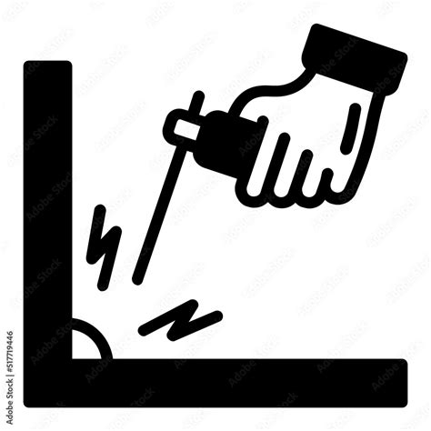 Electric Welding Gun For Tight Spaces Concept Spark Weld Vector Icon