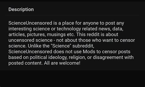 The Folks Over At R Scienceuncensored Will Censor You For Reading More Than Just The Sensational