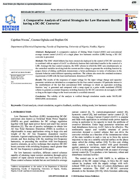 Pdf A Comparative Analysis Of Control Strategies For Low Harmonic