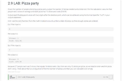 Solved Given The Number Of People Attending A Pizza Party