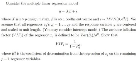 Solved Consider The Multiple Linear Regression Model Y