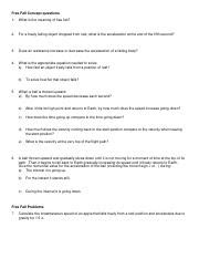 Free Fall Concept Questions And Problems 1 Pdf Free Fall Concept Questions 1 What Is The